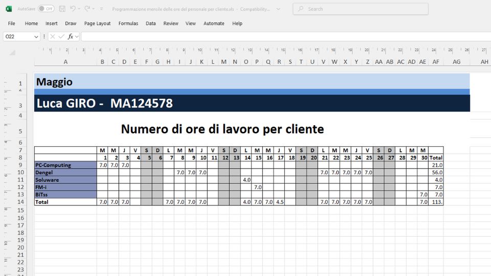 Crea un template di pianifica in Excel con PlanningPME